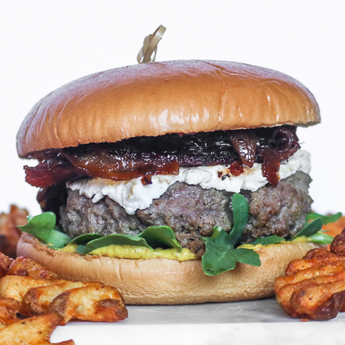 Goat Cheese, Caramelized Onion, and Fig Gourmet Burger ...