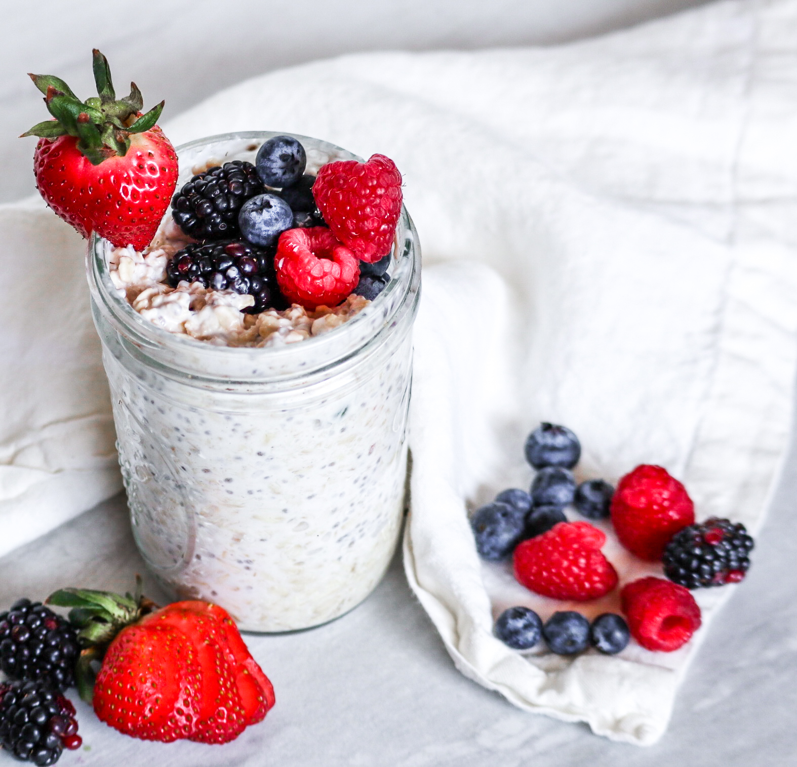 Berry Yogurt Overnight Oats - touchofgingerrecipes.com