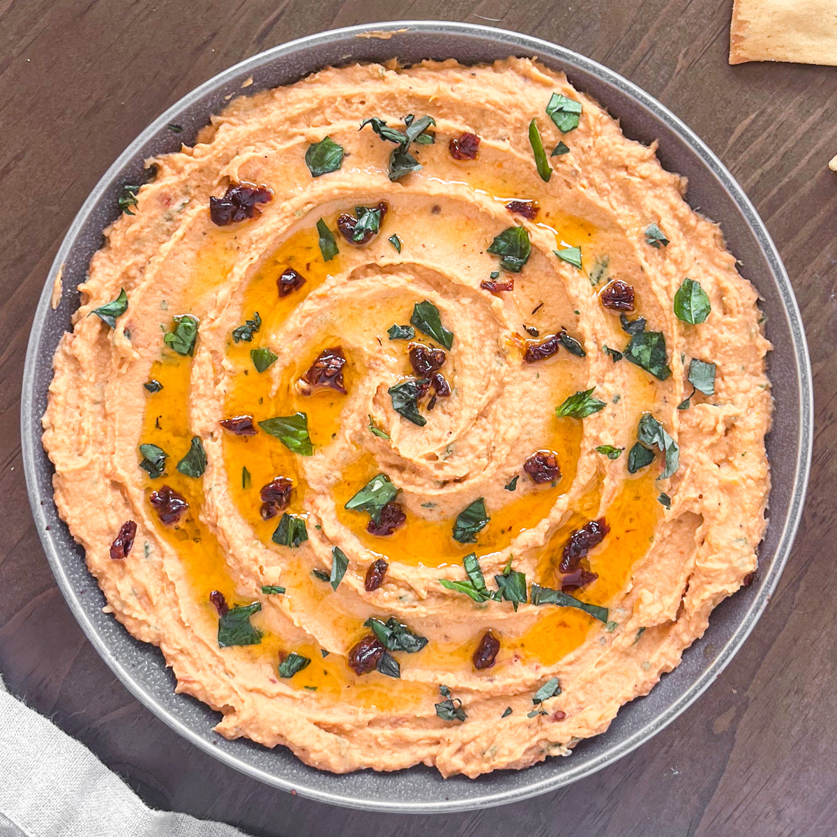 Sun-Dried Tomato White Bean Dip with Basil | Easy Vegan Appetizer